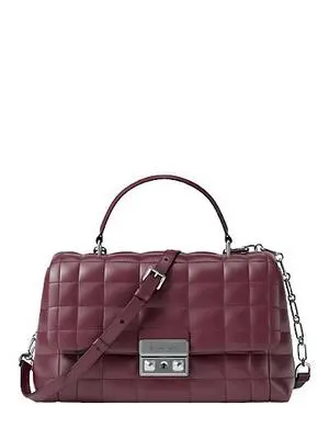 Michael Kors Tribeca Medium Quilted Leather Satchel - Red