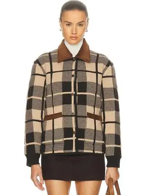 Guest In Residence Quilted Plaid Liner Jacket - Burnt Cocoa Combo