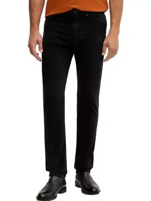 BOSS Slim Fit Trousers With Logo Patch - Black