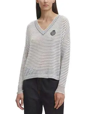 The Kooples Striped Emblem Knitwear - Neutrals