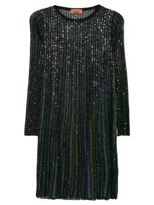 Missoni Striped Embellished Dress - Black