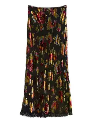 Rixo Stassie Floral-pattern Midi Skirt - Black