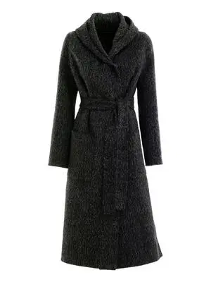 ALMAROSAFUR Hooded Belted Coat - Grey