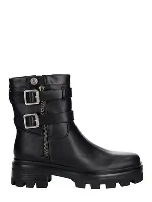 Guess Lynden Buckle-strap Ankle Boots - Black