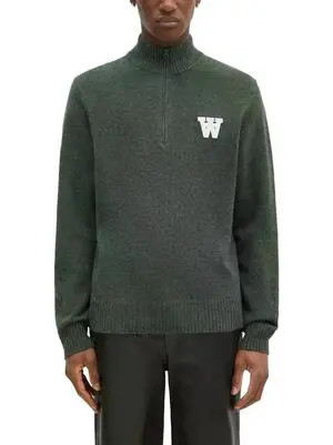 Wood Wood Half-zip Sweater With Logo Appliqu - Green