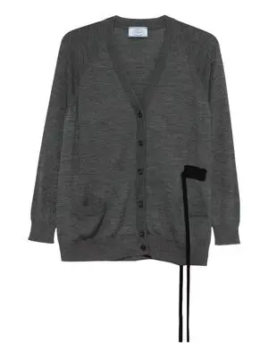 Prada Ribbon-detail Cardigan - Grey