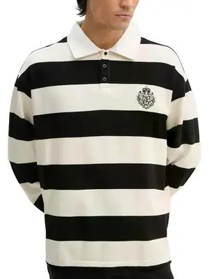 The Kooples Striped-pattern Long-sleeve Polo Shirt - Black