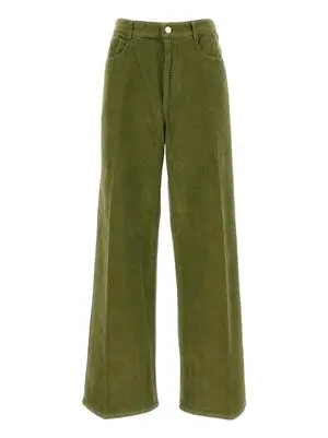 CELLAR DOOR Ribbed Wide Leg Trousers - Green