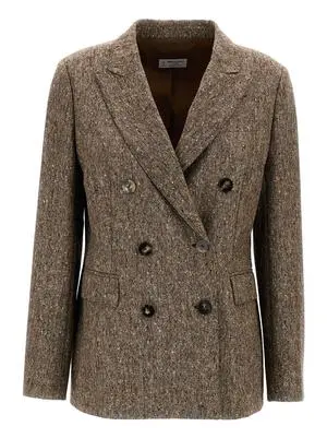 Alberto Biani Double-breasted Virgin Wool Blazer - Brown