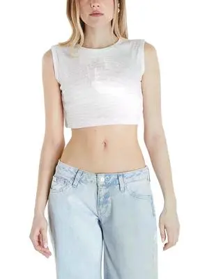 Calvin Klein Logo-print Cropped Tank Top - White