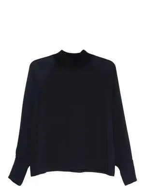 Peserico Ribbed High-neck Top - Blue