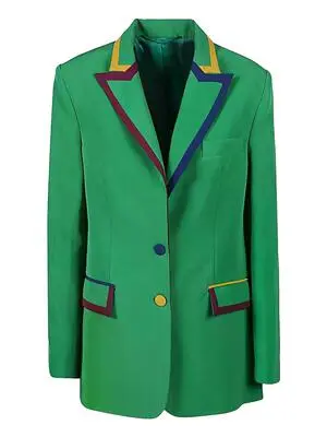 ALESSANDRO ENRIQUEZ Contrast-trim Single-breasted Blazer - Green