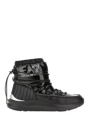 Emporio Armani Logo Lace-up Boots - Black