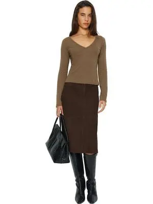 REFORMATION Jenna Long Sleeve T-shirt - Brown