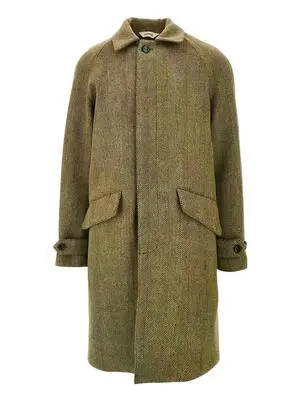 Aspesi Wright Herringbone Single-breasted Coat - Brown