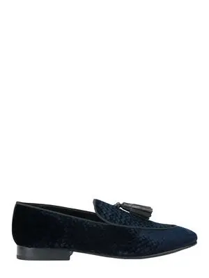 Kurt Geiger Velvet Snake-embossed Bedford Tassel Loafers - Navy
