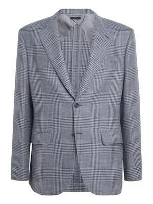 Brioni Wool-silk Houndstooth Check Blazer - Blue