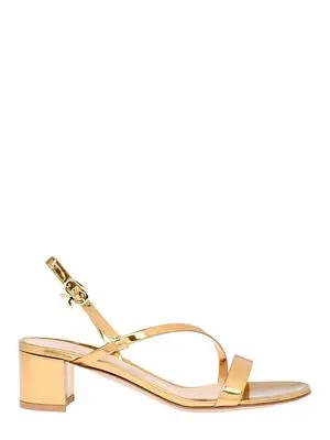 GIANVITO ROSSI Betsey Asymmetric Leather Sandals - Gold - Shiny Calf