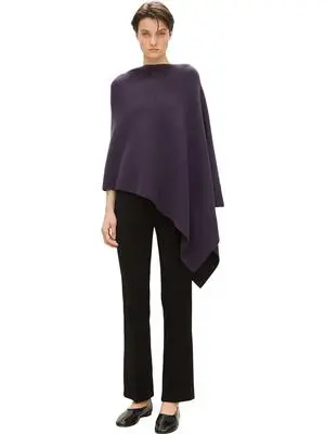 Theory Reversible Draped Poncho In Felted Wool-cashmere - Nightshade/charcoal