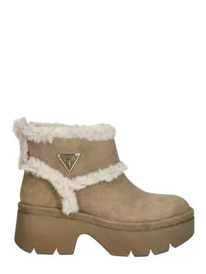 Guess Bridgete Faux Fur-trim Ankle Boots - Brown