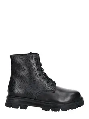 Guess Garda Embossed Lace-up Boots - Black