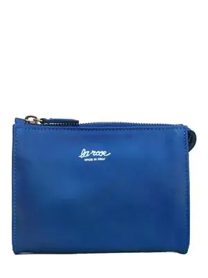 LA ROSE Logo-print Leather Makeup Bag - Blue
