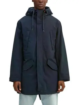 Timberland Hooded Parka Coat With Pockets - Blue
