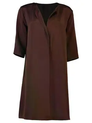 PETER COHEN Satin V-neck Dress - Brown