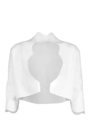 Lela Rose Scallop-hem Knit Bolero - White