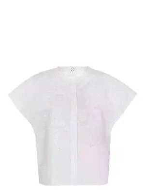 Mantū Floral-embroidered Top - White