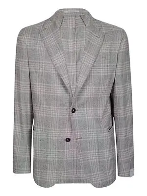 Eleventy Single-breasted Checked Jacket - Ltgrymln