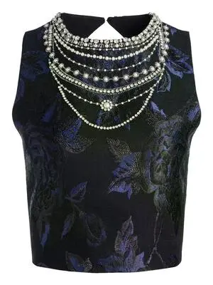 Alice + Olivia Cherra Pearl-embellished Top - Black