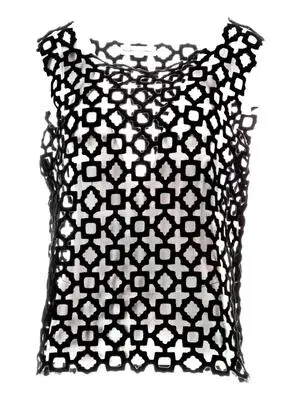 NICCOLO PASQUALETTI Geometric Lace Tank Top - Black