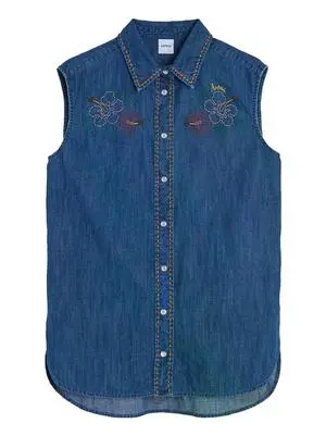 Aspesi Embroidered Sleeveless Shirt - Blue