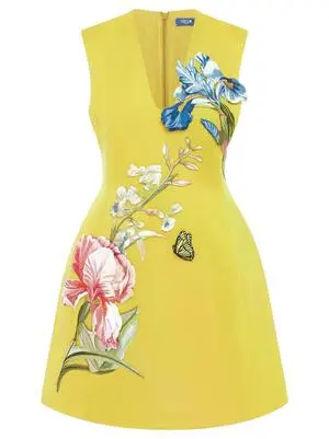 LEO LIN Floral-butterfly Mini Dress - Yellow
