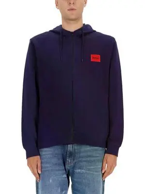 Hugo Logo-patch Hoodie - Blue