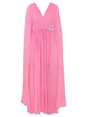Elie Saab Pleated Cape Dress - Pink