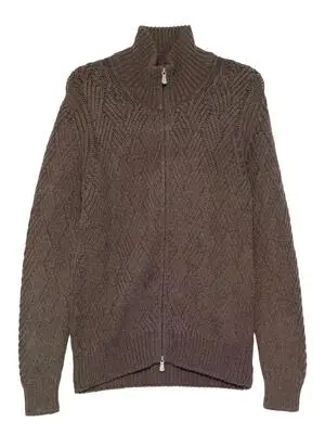 BARBA NAPOLI Zip-up Cardigan - Brown