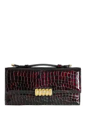 Retrofete Phoebe Crocodile-embossed Clutch - Red