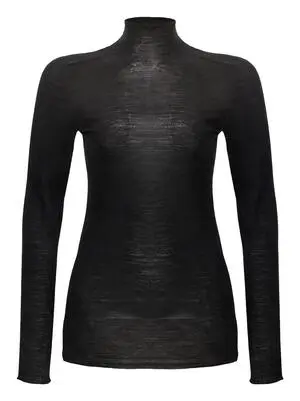 Carolina Herrera Sheer Turtleneck Top - Black