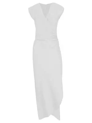 PETER COHEN Wrap-neck Cap-sleeve Dress - White