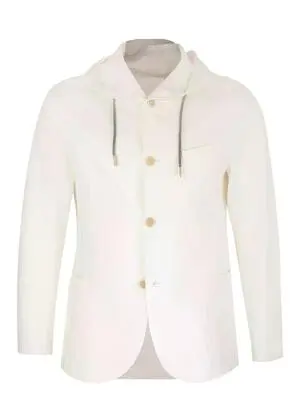Eleventy Hooded Buttoned Jacket - White