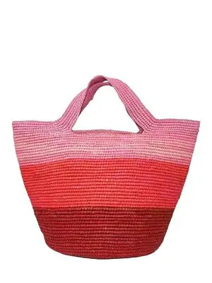 SENSI STUDIO Striped Woven Tote Bag - Pink