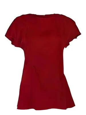 Victoria Beckham Draped Ruffle Top - Red