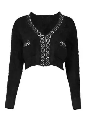 Alberta Ferretti Embellished Chain Cardigan - Black