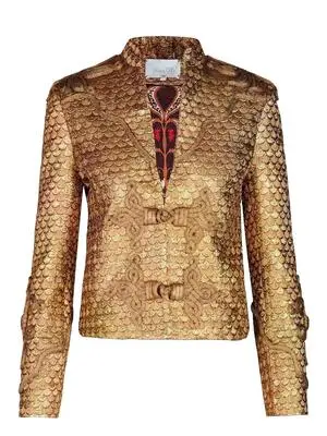 Johanna Ortiz Boldness Scale-pattern Knot-detail Jacket - Gold