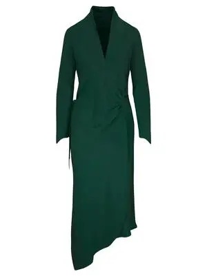 PETER COHEN Victor Wrap-front Asymmetrical Midi Dress - Green