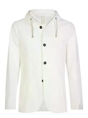 Eleventy Hooded Buttoned Blazer - White