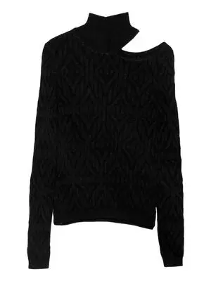 AKEP Cut-out High-neck Sweater - Black