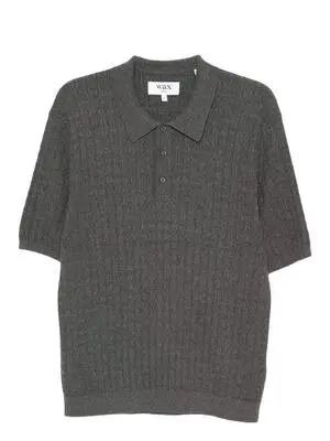 WAX LONDON Diamond Stripe Knitted Polo Shirt - Grey